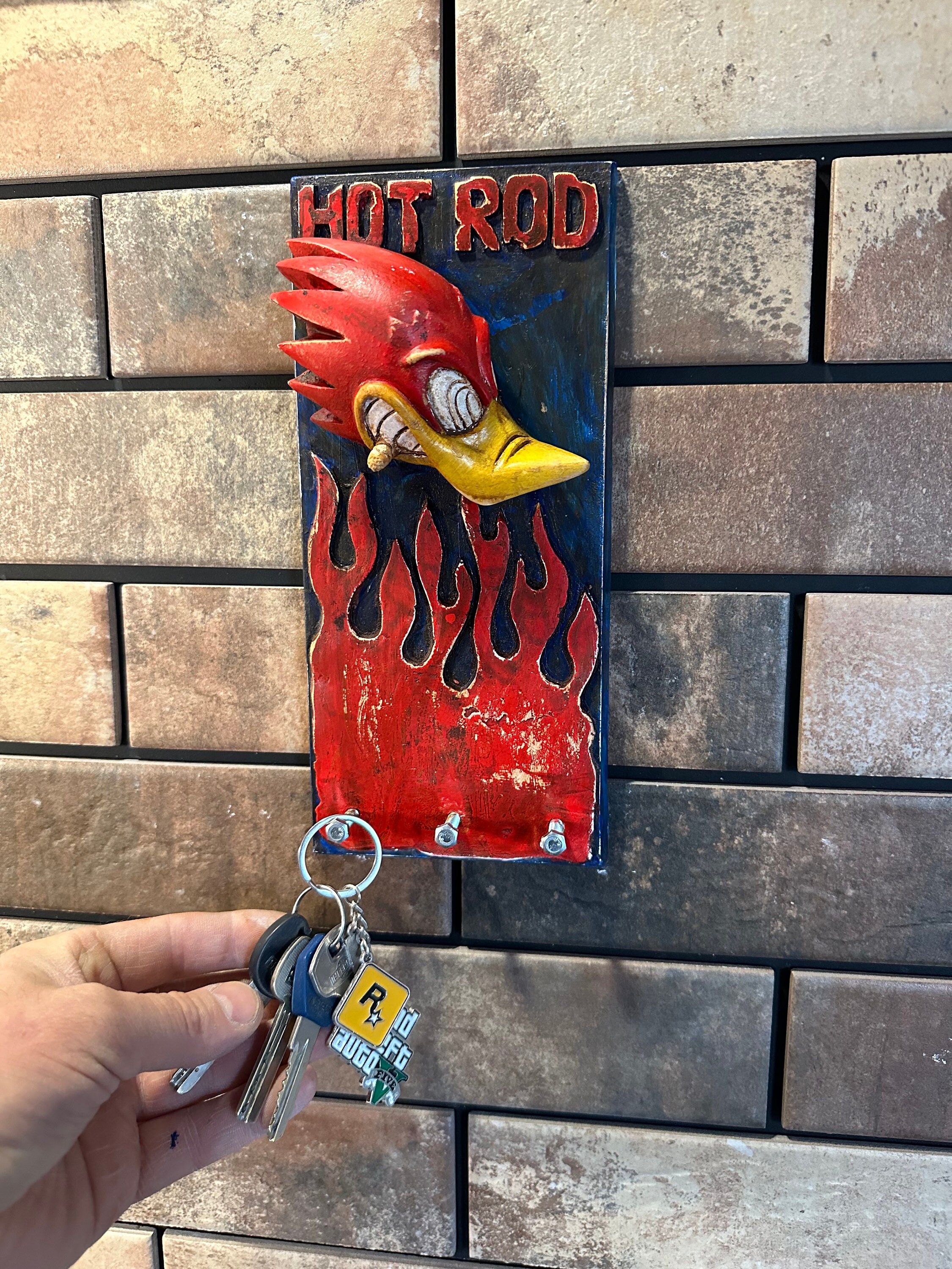 Hot Rod, Personalized Key Holder for Wall, Key Hanger - Etsy