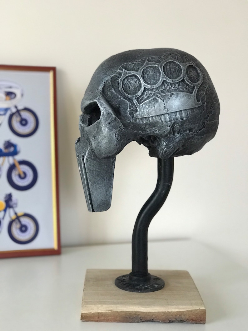 Skull With Long Teeth Motorcycle Helmet Stand Skull Helmet - Etsy