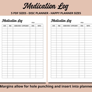 Printable Medication Tracker, Med Log, Medication Reminder Page ...
