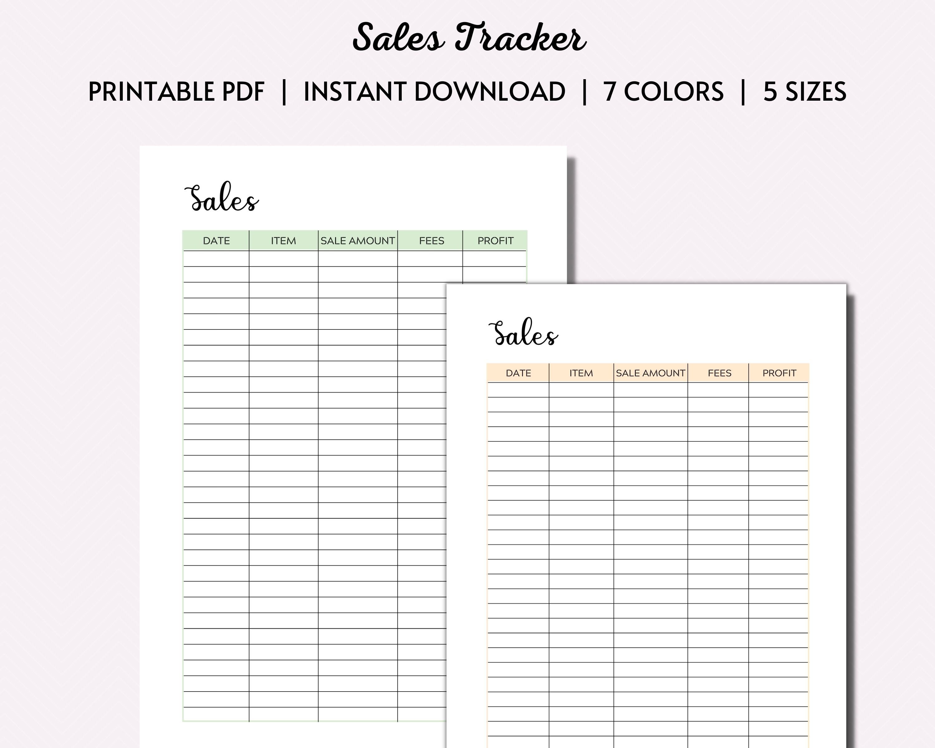 Printable Sales Tracker,sales Tracking,sales Page,sales Spreadsheet ...