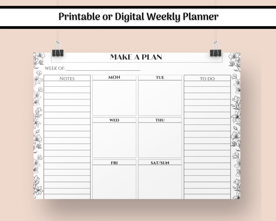 Minimal Weekly Planner, Printable Weekly Planner, Digital Weekly ...