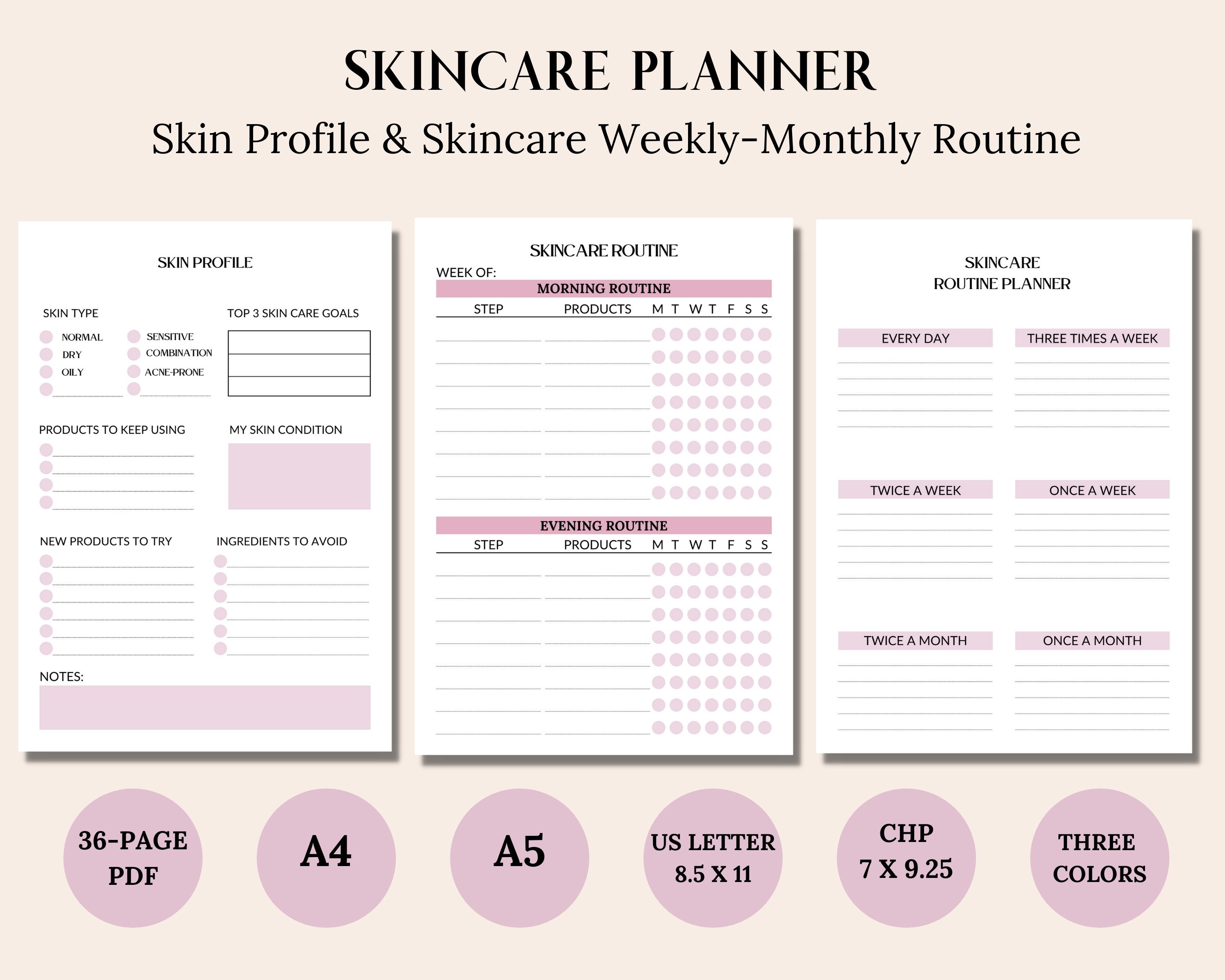 Skincare Planner Printableskincare Routineskincare - Etsy
