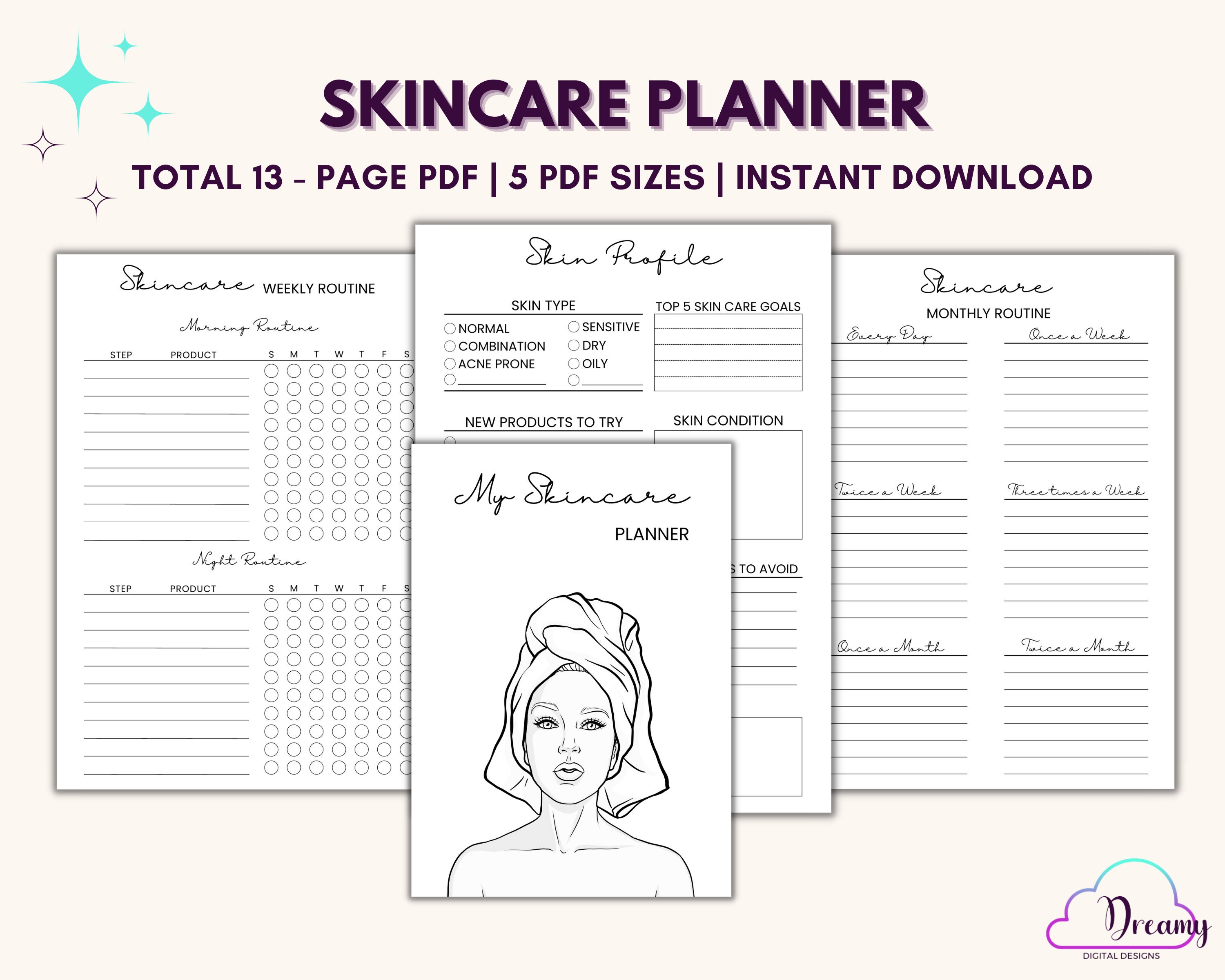 Skincare Planner Printable | Skincare Routine | Skincare Tracker ...