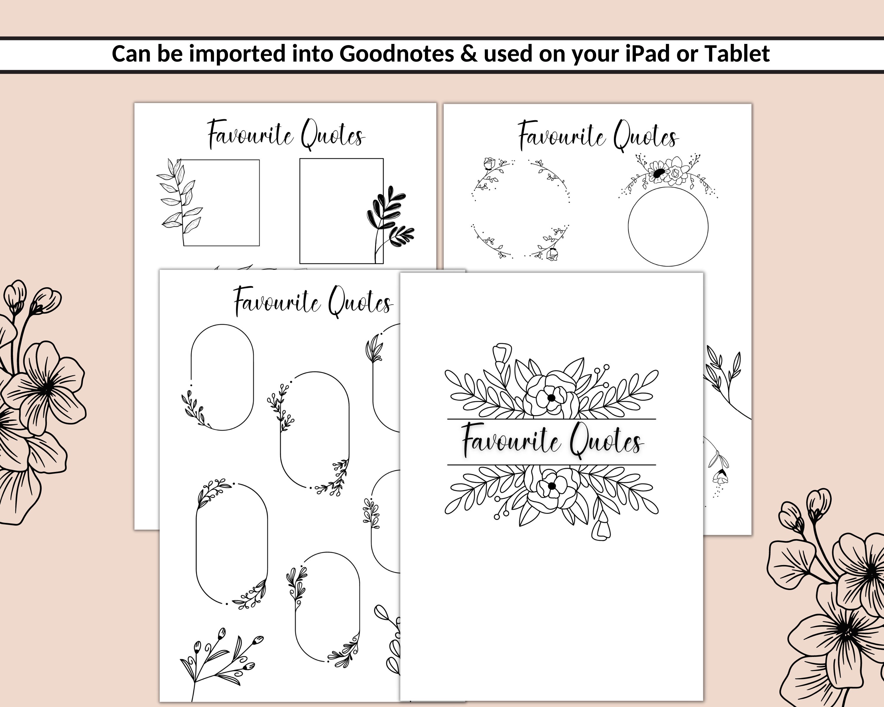 Favourite Quotes Log - Book Lovers - Memorable Quotes - Printable ...