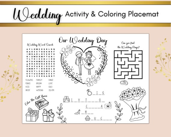 Kids Wedding Activity Coloring Placemat Wedding Reception | Etsy