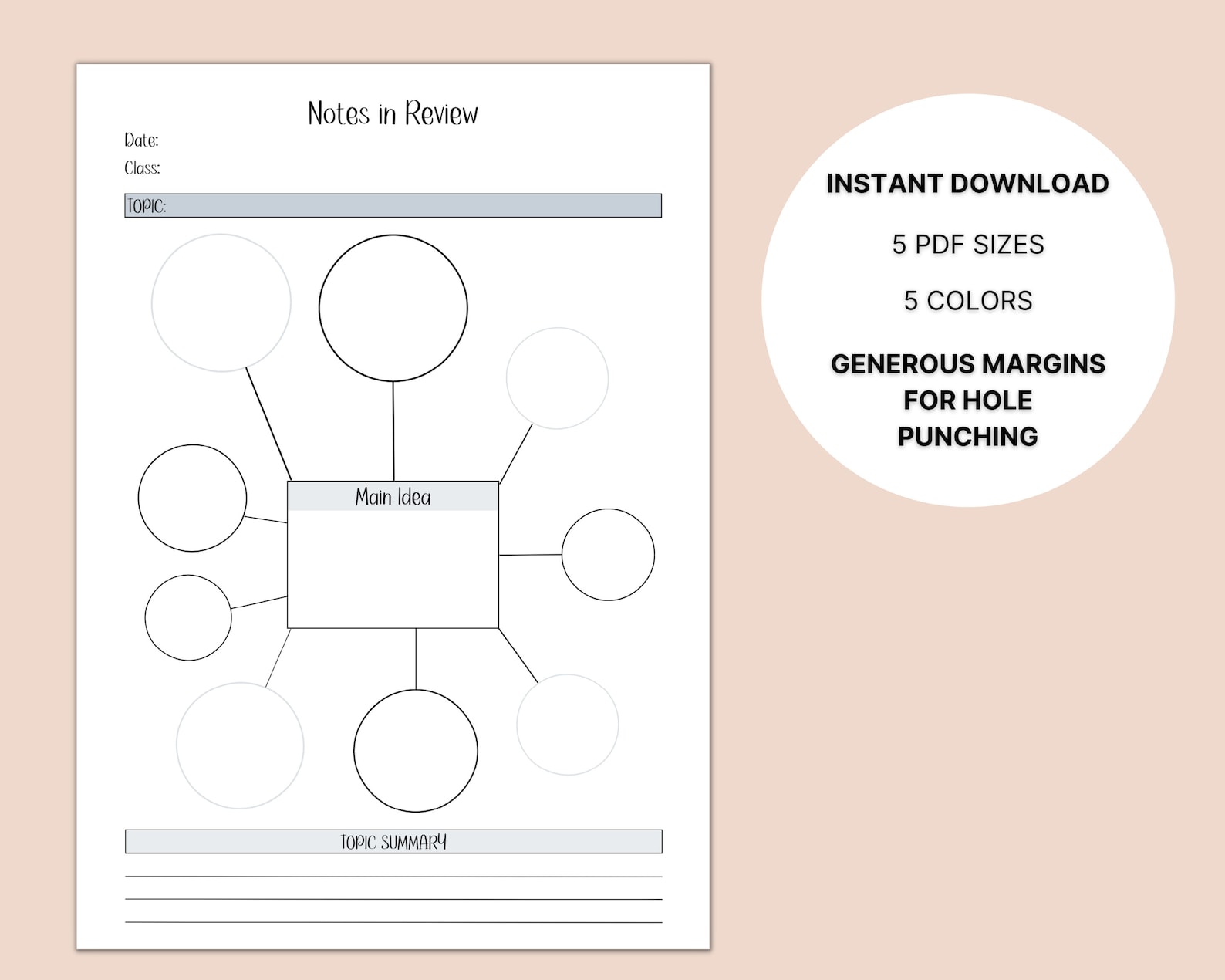Notes Template, Note Writing Template, Brain Dump Printable, Brainstorm ...