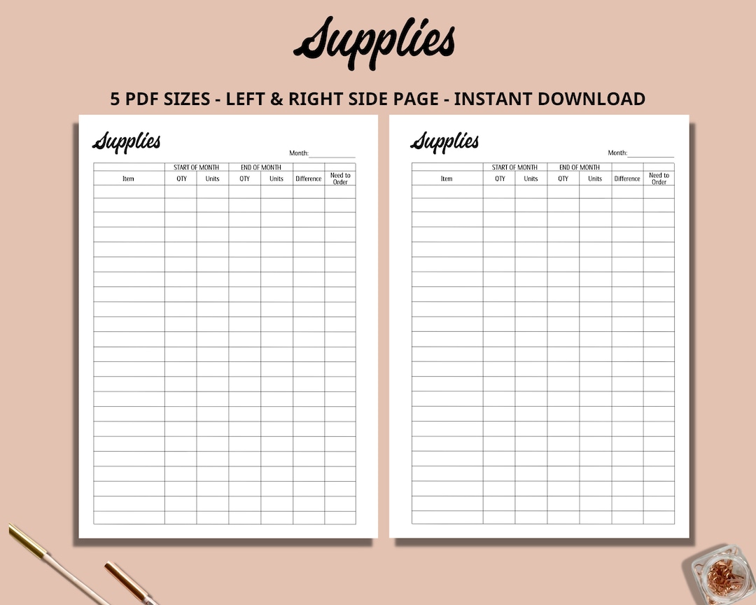 Supplies Tracking,small Buisness Planner, Printable Craft Buisness ...