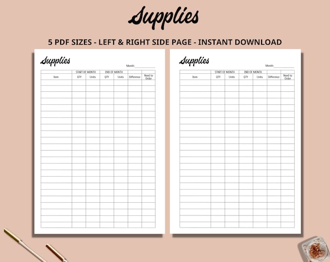 Business Inventory Tracker Printable | Supply Order Form | Product ...