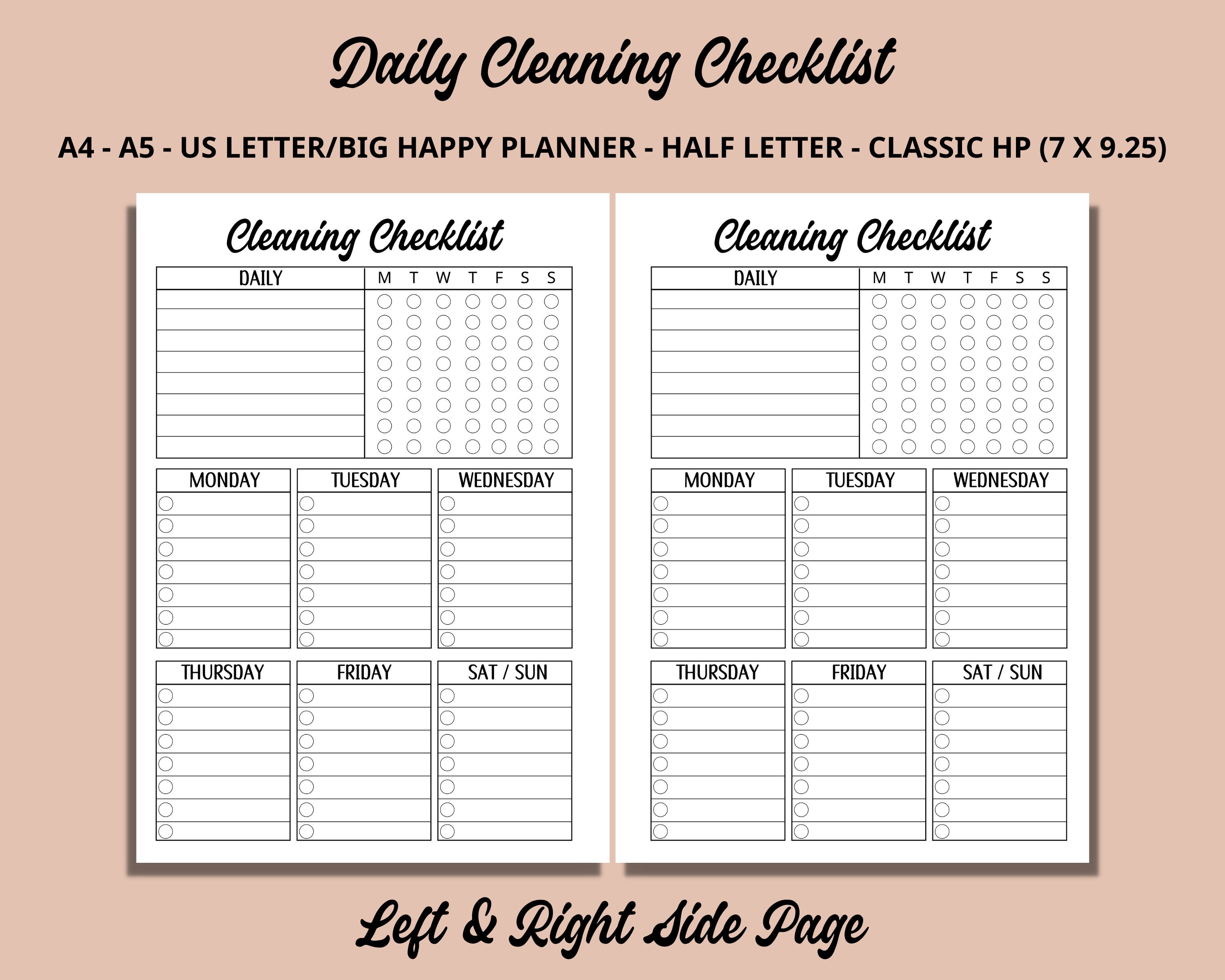 Cleaning Checklist,daily Cleaning Checklist,weekly Cleaning Checklist ...