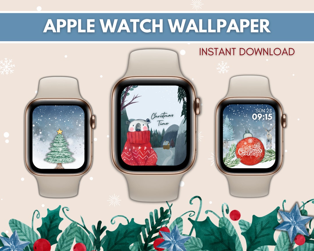 Apple Watch Wallpaper, Winter Wallpaper Bundle, Christmas Wallpaper Set ...