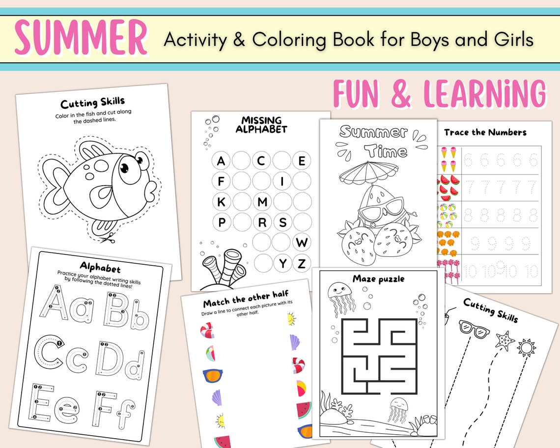 Summer Kids Activities, Summer Activity Book, Summer Activity Printable ...