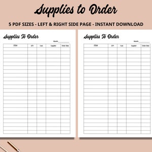 Supplies Tracking,small Buisness Planner, Printable Craft Buisness ...