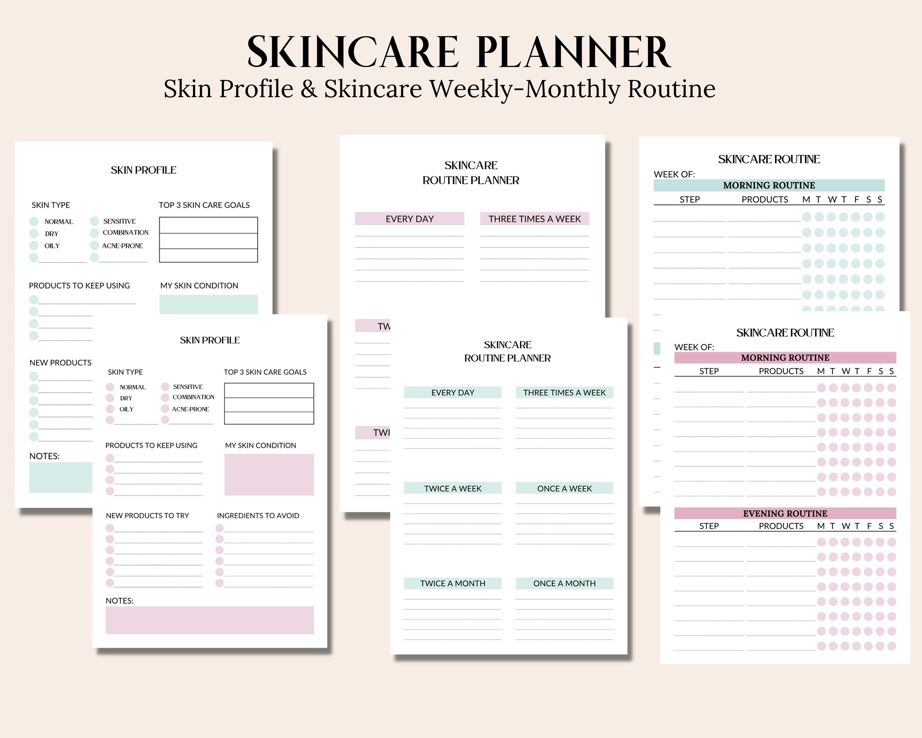 Skincare Planner Printableskincare Routineskincare - Etsy