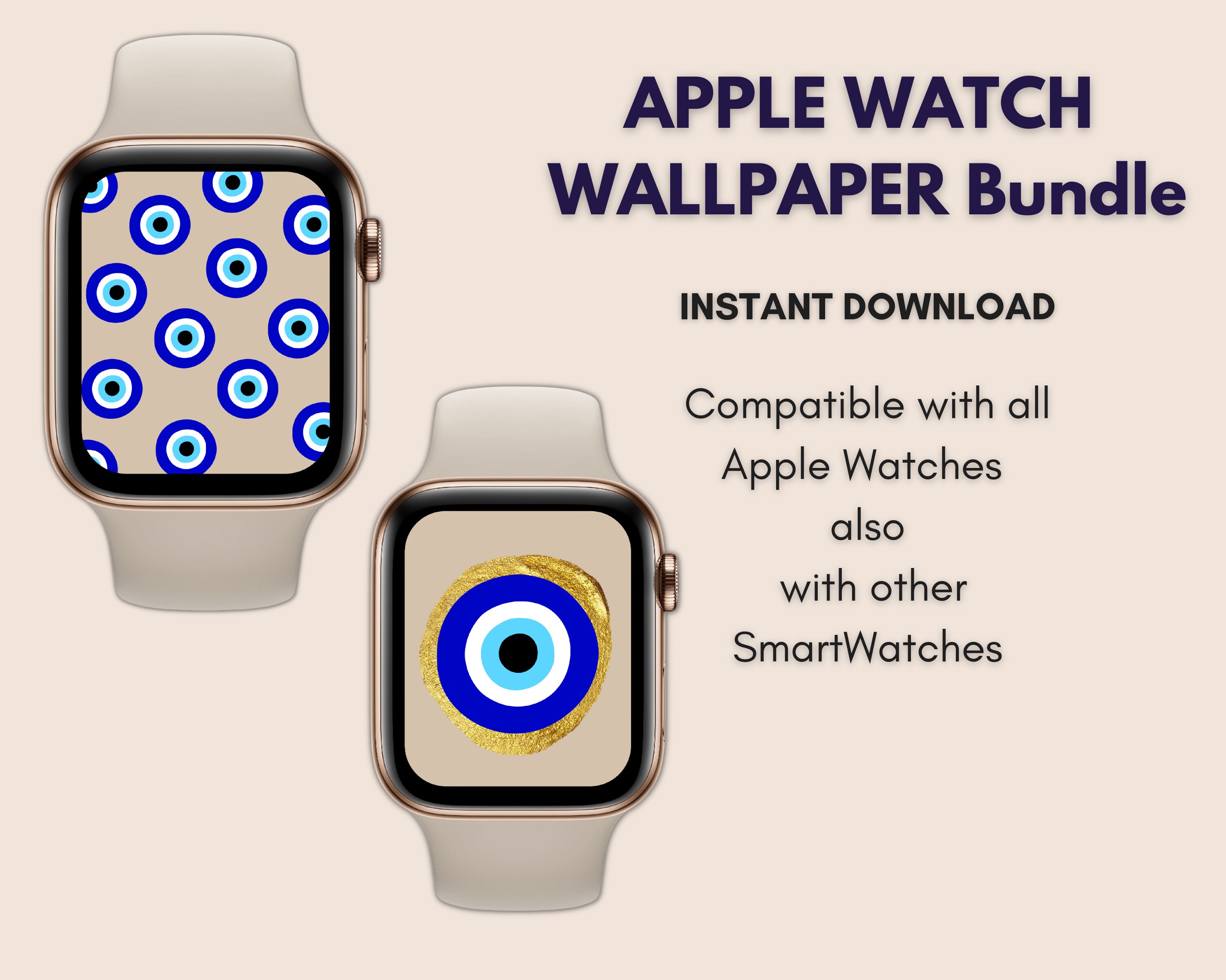 Evil Eye Set of 3 Blue Wallpaper for Apple Watch, Watch Lock Screen ...