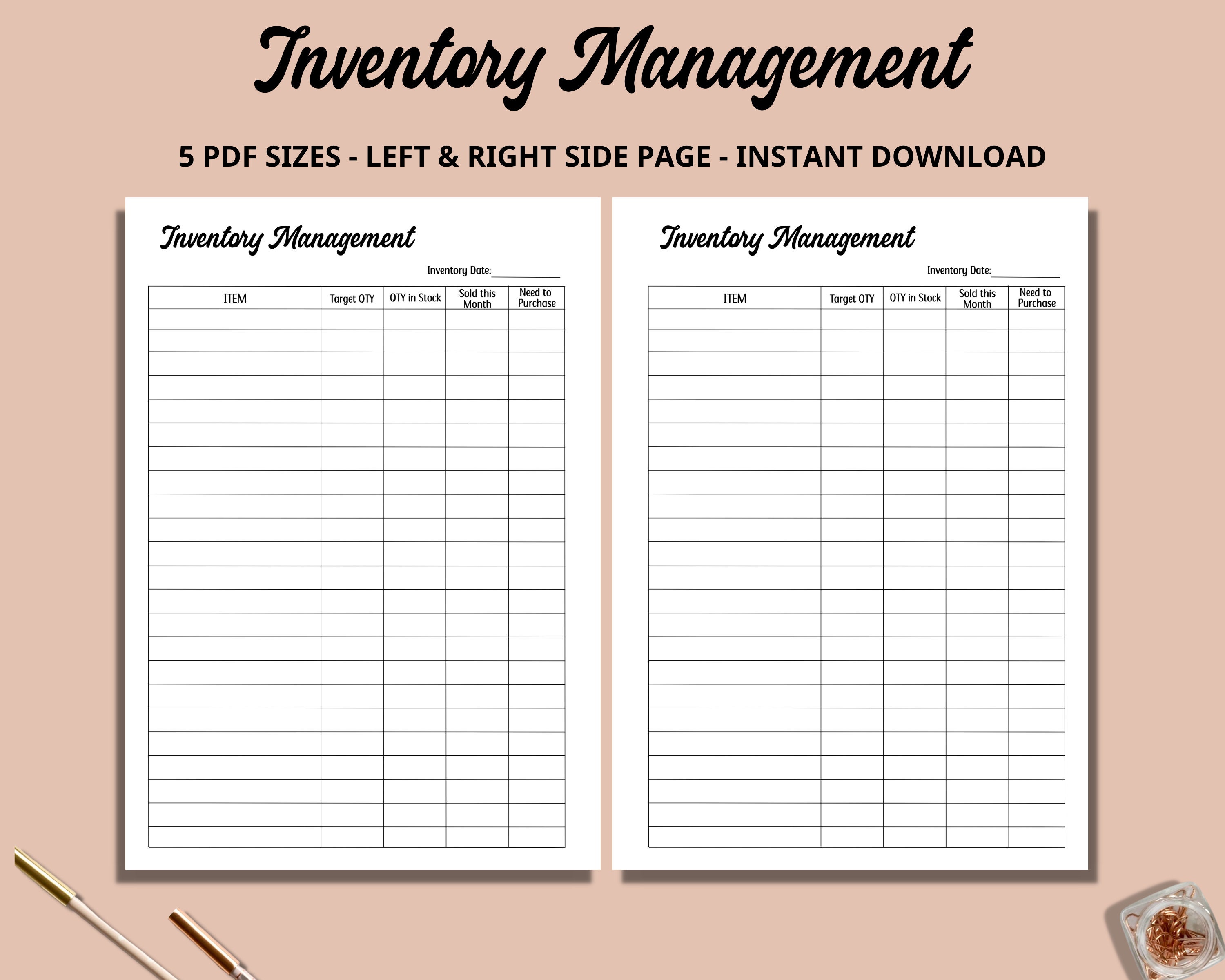 Inventory Management Printable Inventory Sheet Inventory List Product ...