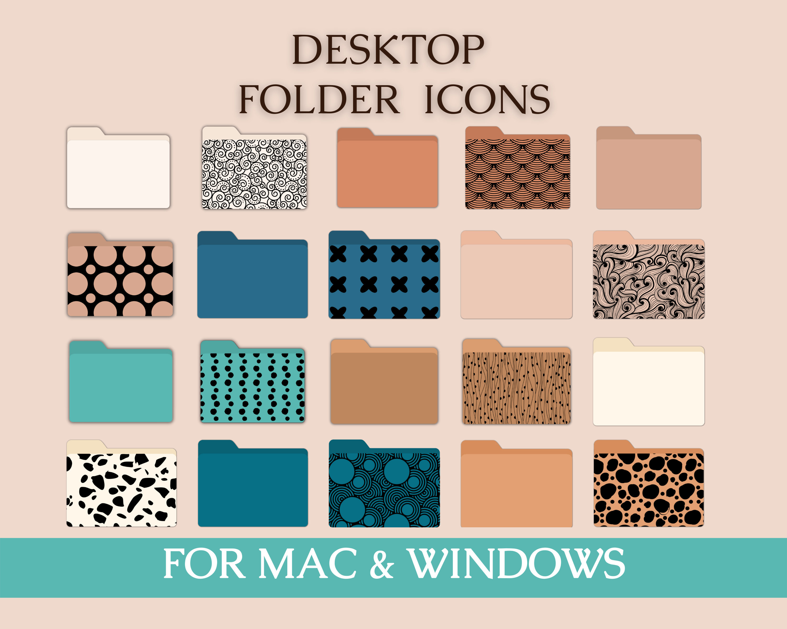 Desktop Folder Icons, Desktop Icons, Neutral Desktop Organizer, Desktop ...