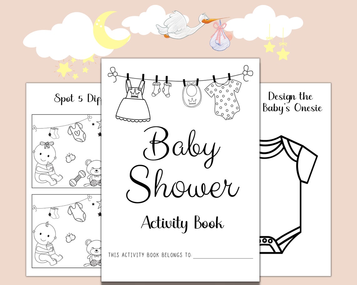 Baby Shower Kids Activity Book Baby Girl Shower Activity - Etsy