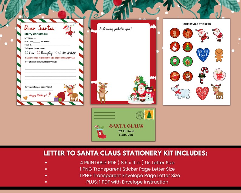 Letter to Santa | Printable Dear Santa Letter Stationery Kit ...