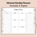 Minimal Weekly Planner Printable Weekly Planner Digital - Etsy