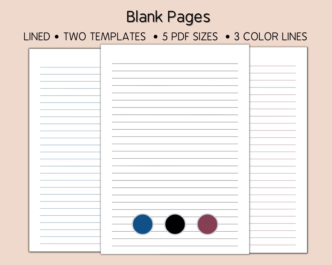 Printable Lined Paper Pdf,notebook Journal, Lined Paper Planner, Blank ...