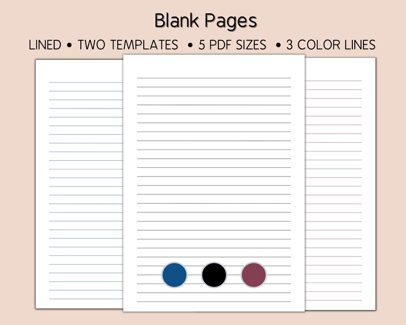 Printable Lined Paper Pdf,notebook Journal, Lined Paper Planner, Blank ...