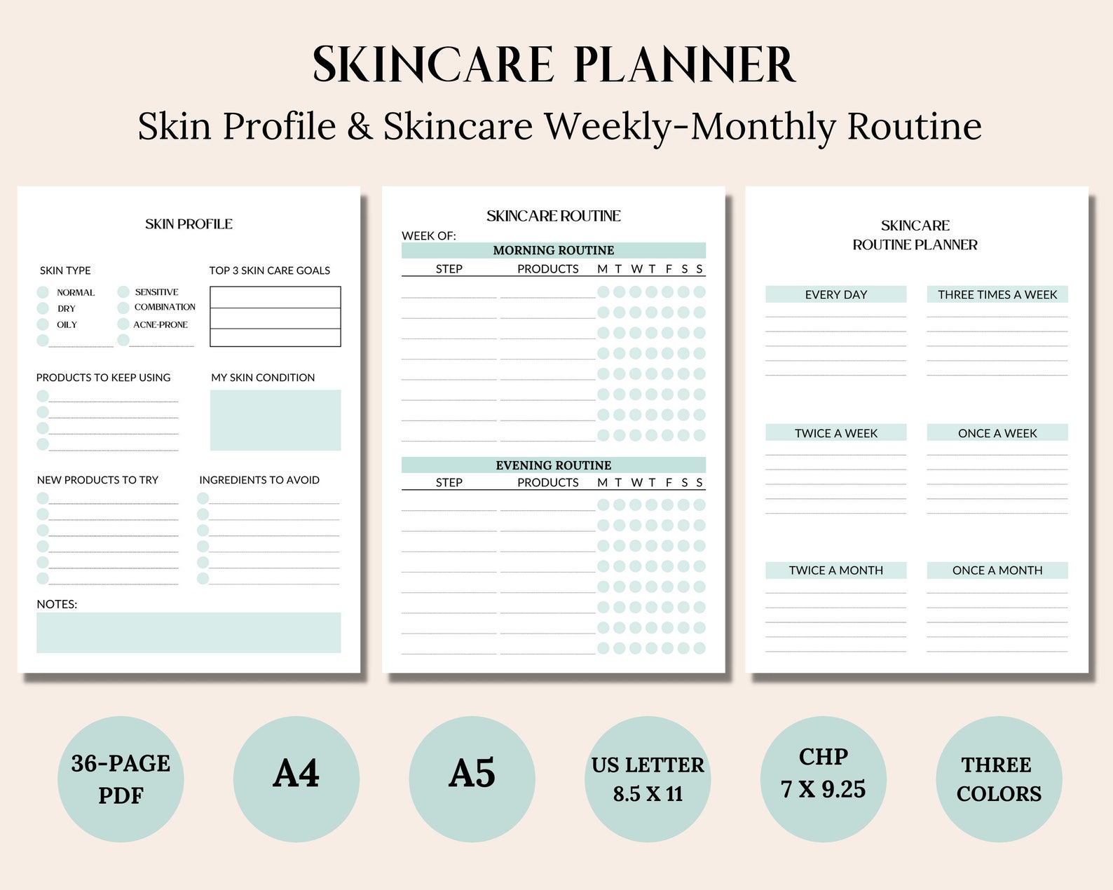 Skincare Planner Printableskincare Routineskincare - Etsy