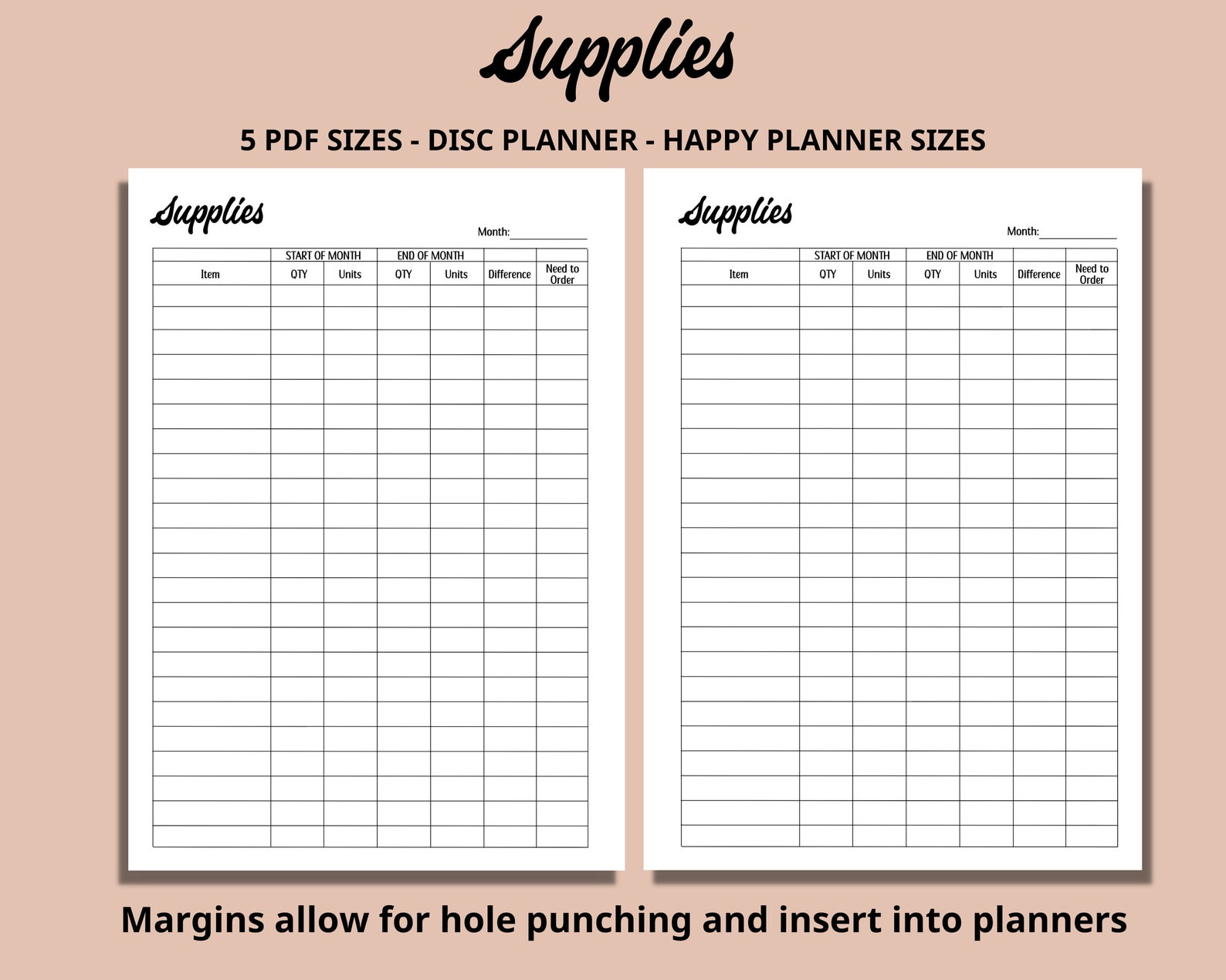 Supplies Tracking,small Buisness Planner, Printable Craft Buisness ...