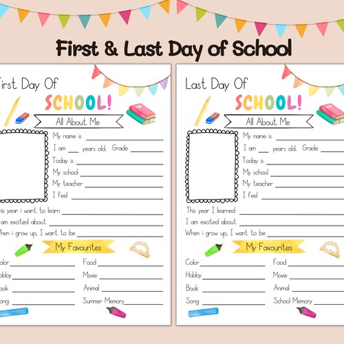 First and Last Day of School Printable Back to School - Etsy