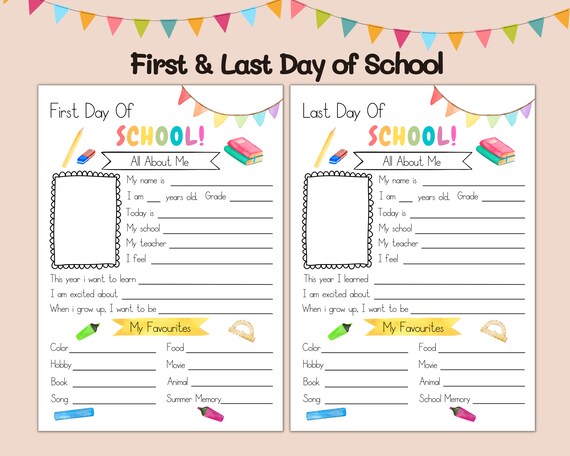 First and Last Day of School Printable Back to School - Etsy