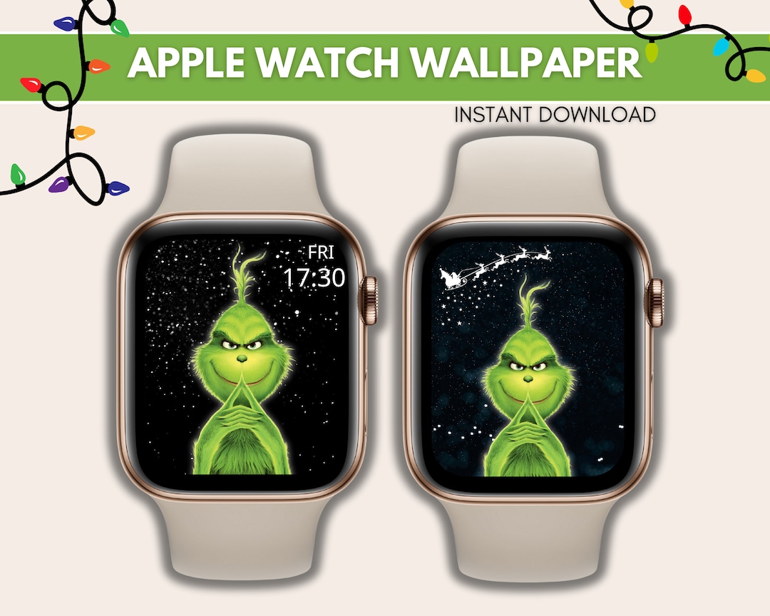 Grinch Apple Watch Wallpaper, Festive Smartwatch Background, Funny Xmas ...