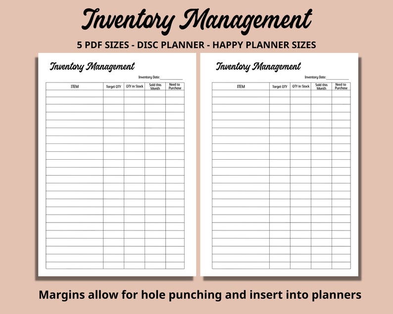 Inventory Management Printable Inventory Sheet Inventory List Product ...