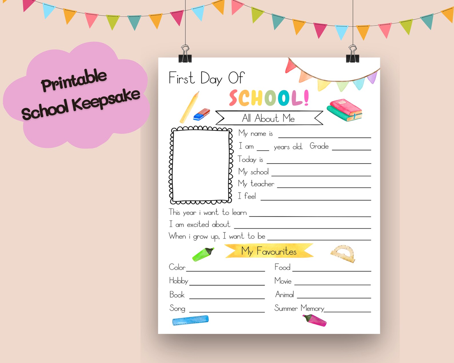 First and Last Day of School Printable Back to School - Etsy