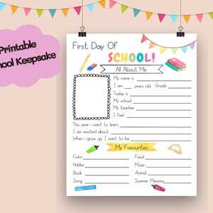 First and Last Day of School Printable, Back to School Questionnaire ...