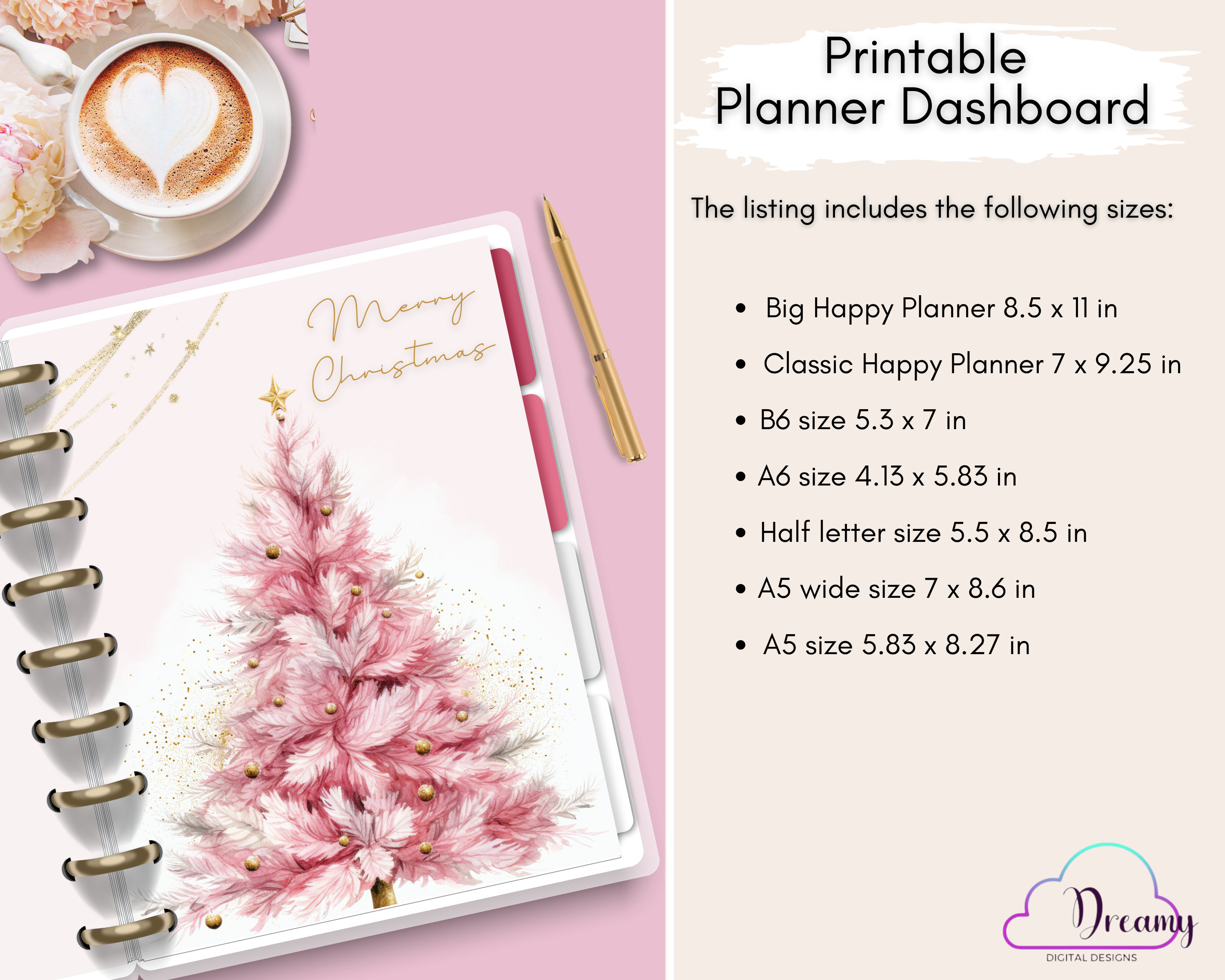 Printable Planner Dashboard, Christmas Printable Dashboard , A5 Ring ...