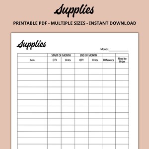 Supplies Tracking,small Buisness Planner, Printable Craft Buisness ...