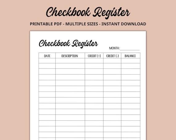 Checkbook Register Pages Printable Checkbook Register - Etsy