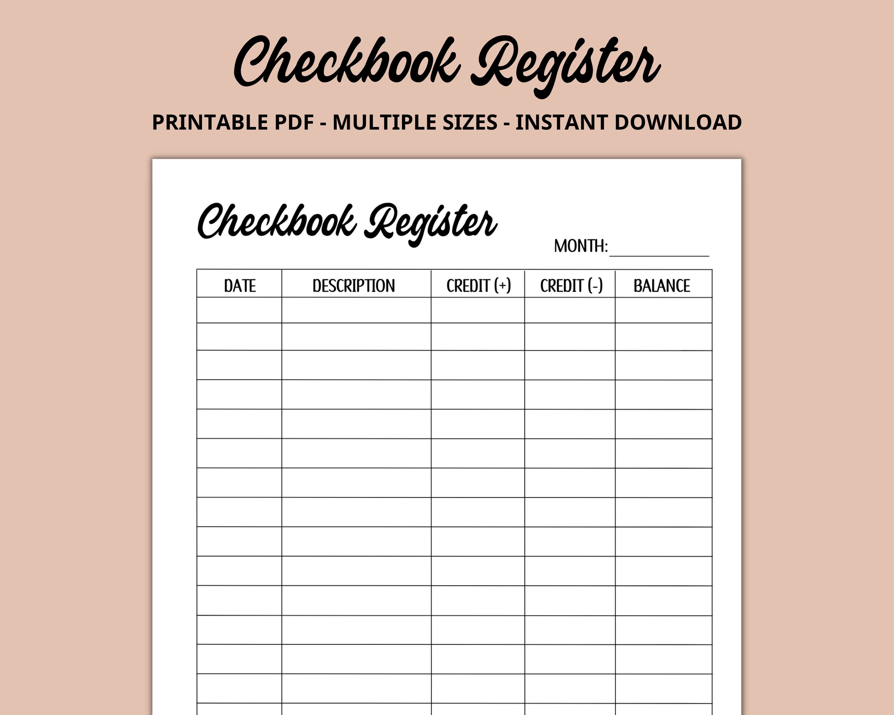 Checkbook Register Pages, Printable Checkbook Register, Planner Inserts ...