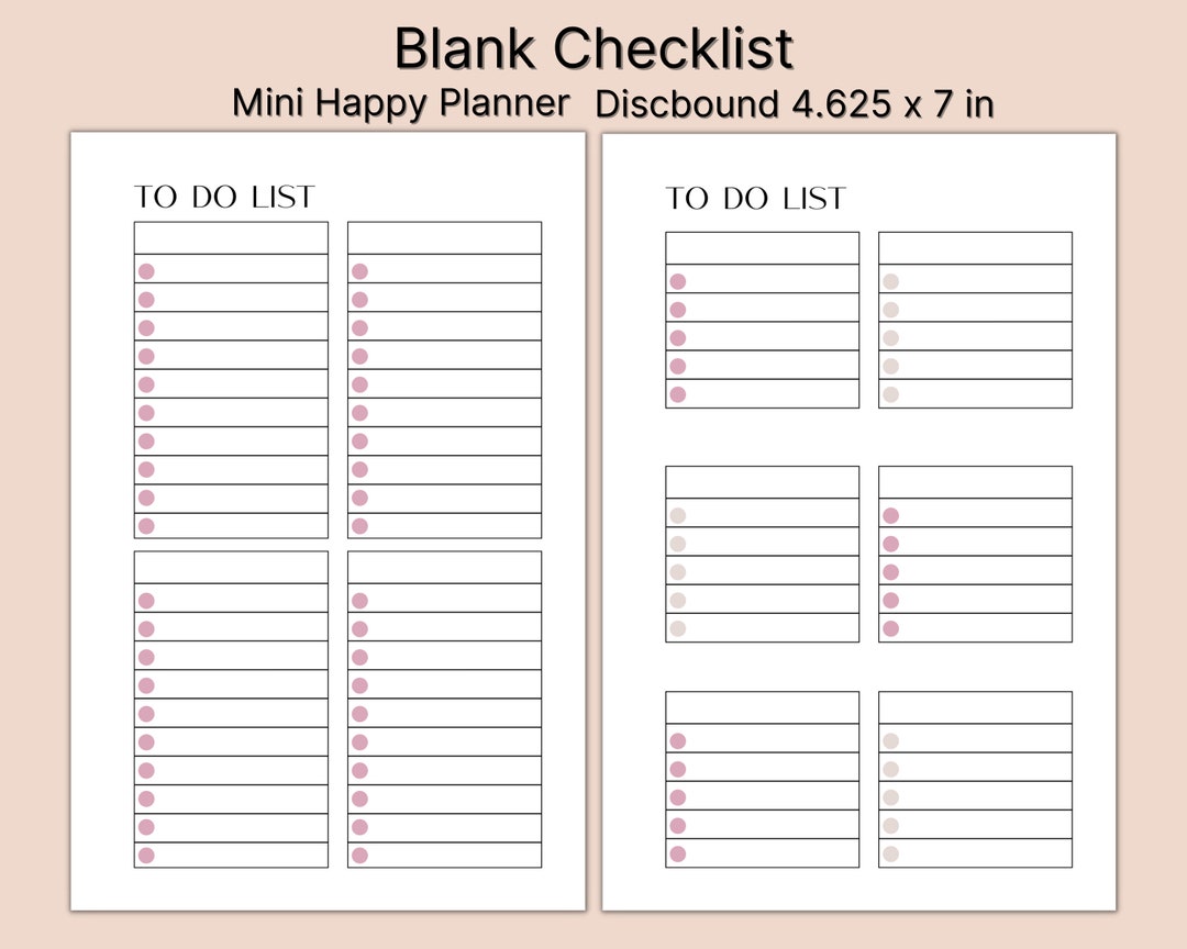 Printable Blank Checklist, to Do List Planner, Minimalist Planner ...