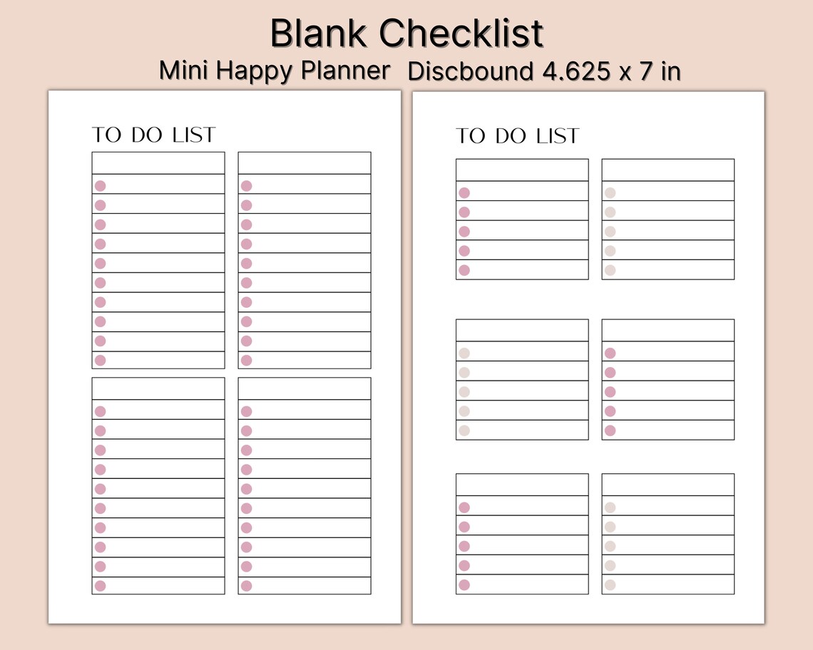 Printable Blank Checklist, to Do List Planner, Minimalist Planner ...