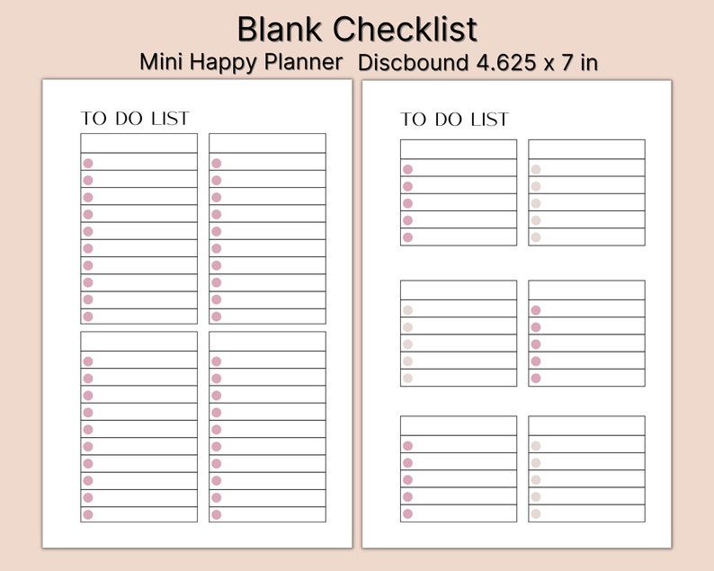 Printable Blank Checklist, to Do List Planner, Minimalist Planner ...