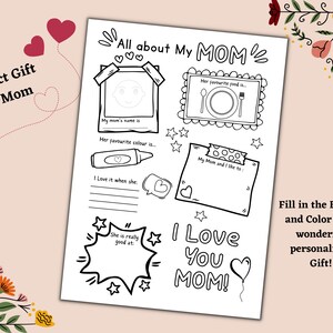 All About My Mom, Printable for Mothers Day, Mothers Day Coloring Page ...