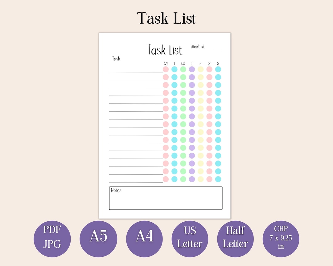 Weekly Task List Printable,task List,task Tracker,check List,motivation ...