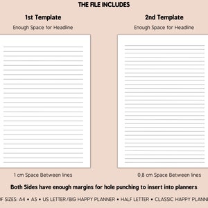 Printable Lined Paper Pdf,notebook Journal, Lined Paper Planner, Blank ...