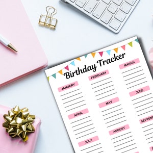 Birthday Tracker Printable,birthday Tracker Editable,birthday List ...