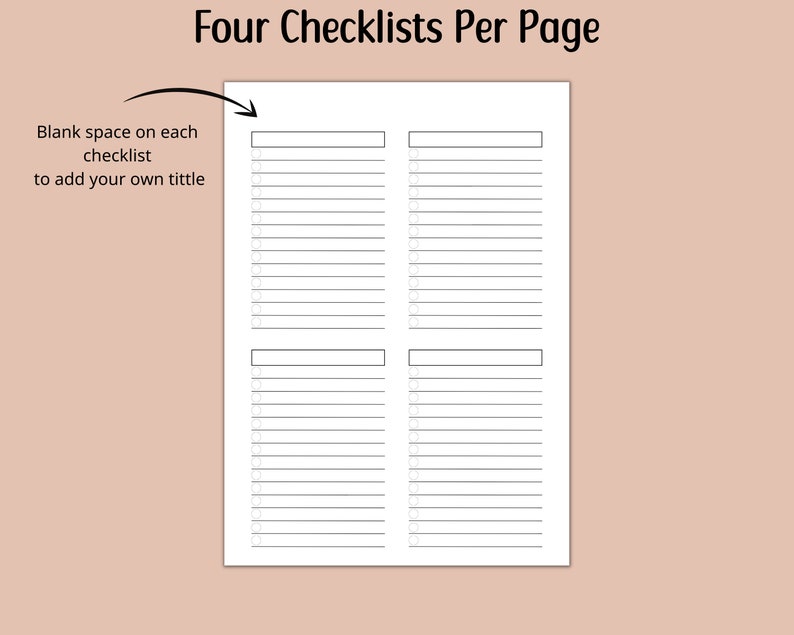 Blank Checklist Printable, Checklist Planner Refill, to Do List Planner ...