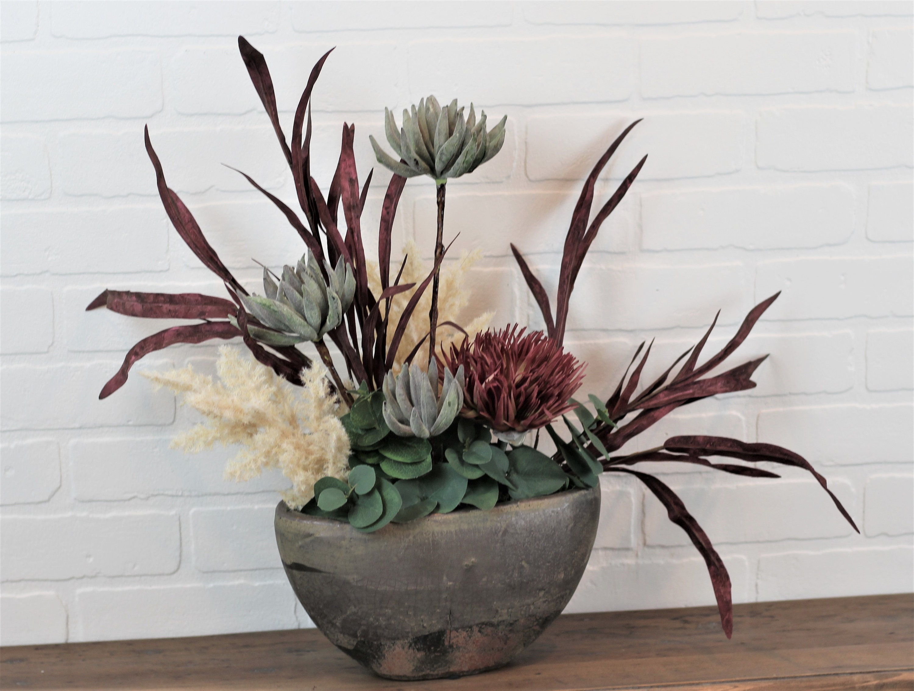 Contemporary Floral Arrangement in Terra Cotta Vase | Etsy