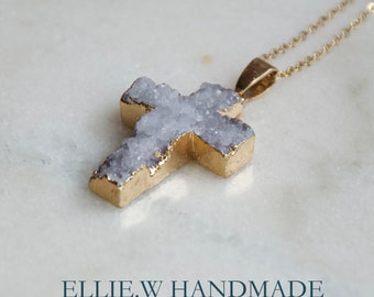 Clear Quartz Cross Necklace - Etsy