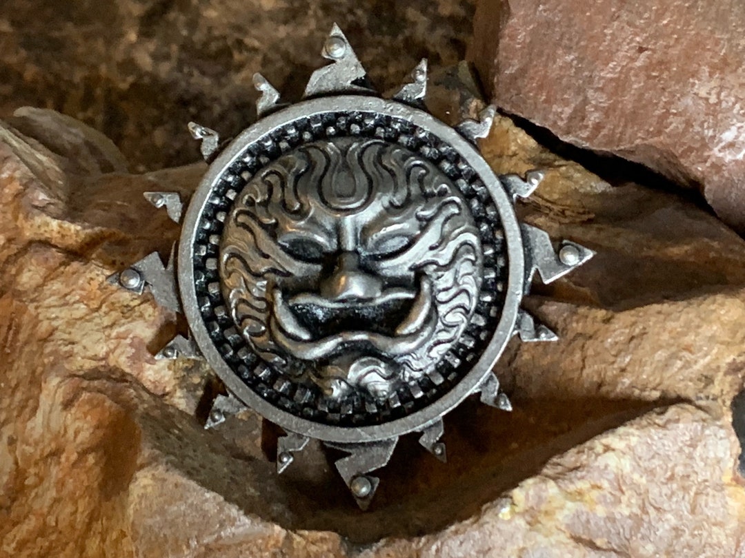 Handmade Pewter Orc Grinning Sun Badge - Etsy