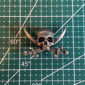 Skull and Cross Swords Pin Badge - Etsy