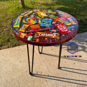 Epoxy Candy Table, Willy Wonka Theme, Unique Coffee Table, Cute Small ...
